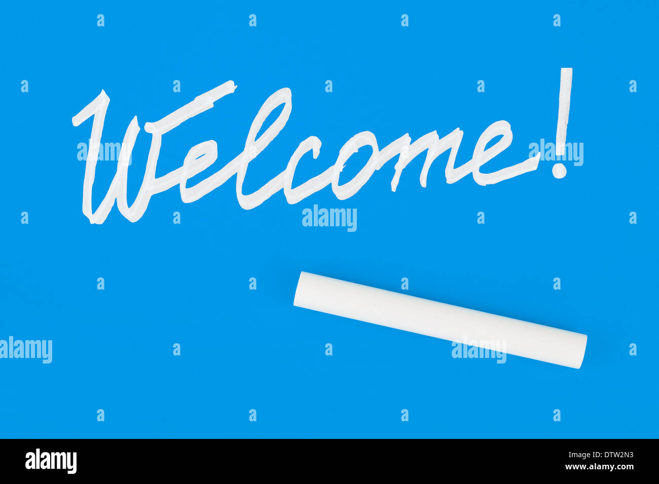 Chalk and word Welcome on blackboard Stock Photo - Alamy
