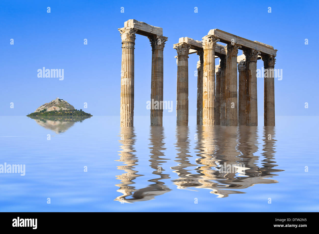 Ancient ruins and island in water Stock Photo - Alamy