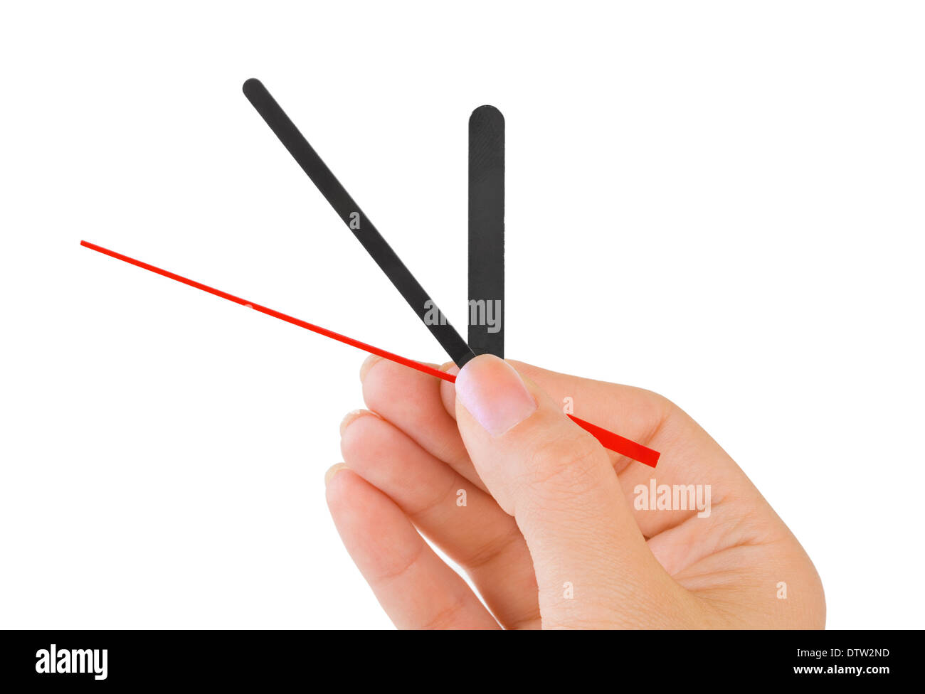 Hand with clock-hands Stock Photo - Alamy