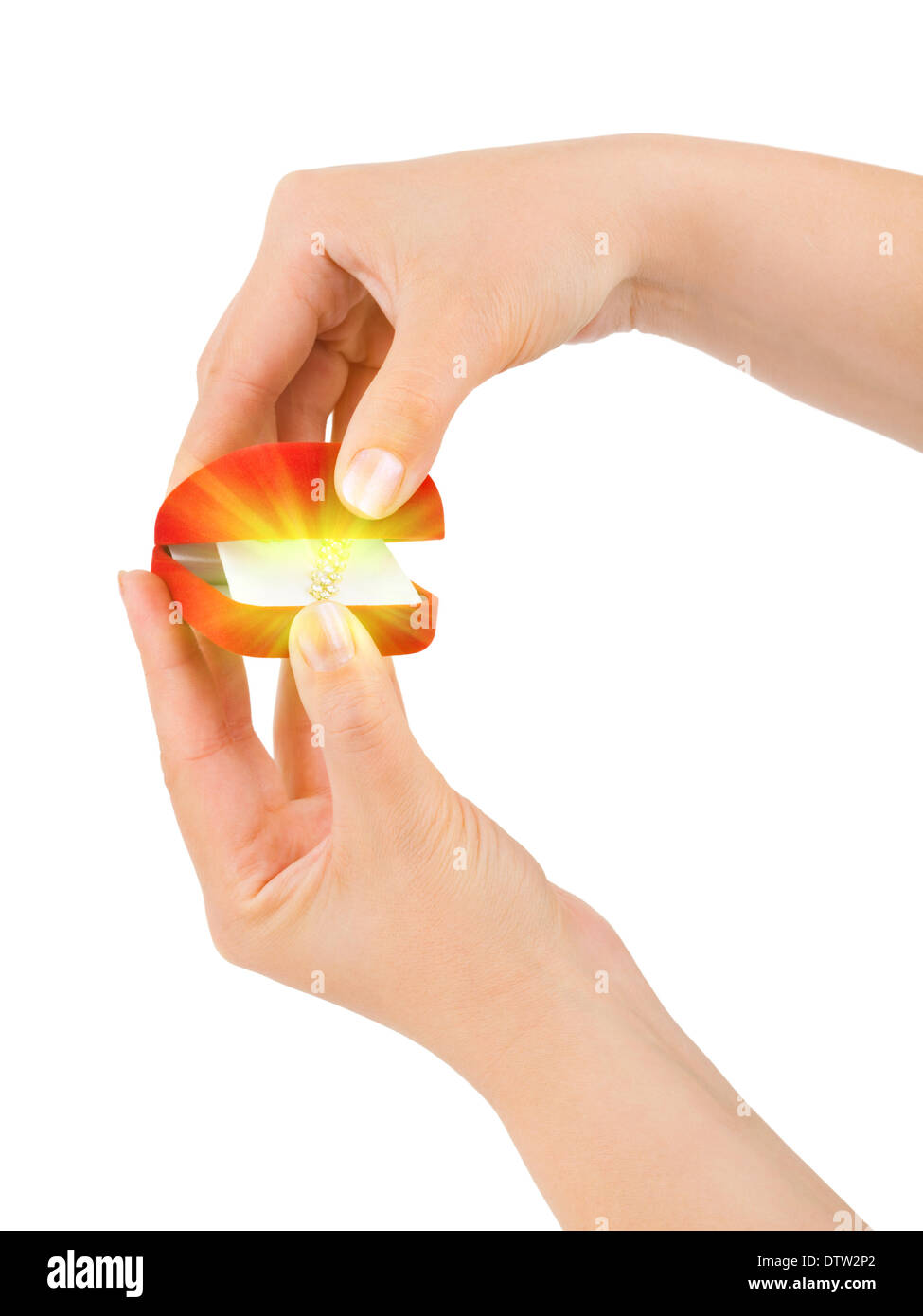 Human hands opening box Cut Out Stock Images & Pictures - Alamy