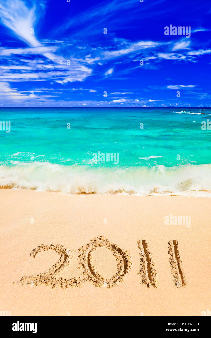 Numbers on beach 2011 Stock Photo - Alamy