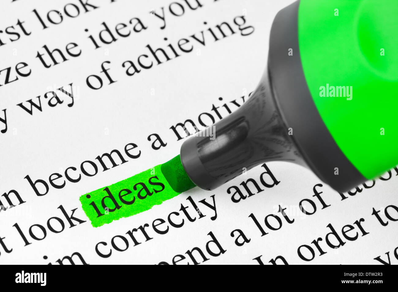 Highlighter and word Ideas Stock Photo - Alamy