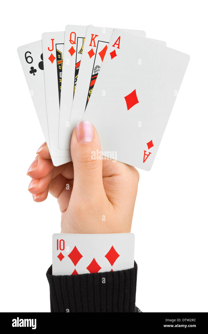 Hand and card in sleeve Stock Photo - Alamy