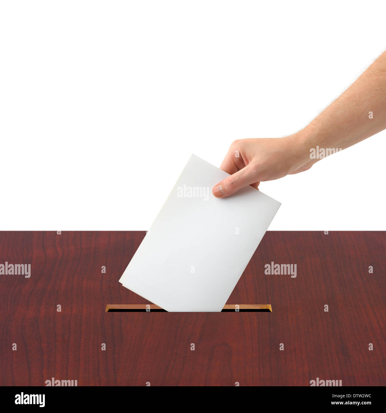 Hand with ballot and box Stock Photo - Alamy