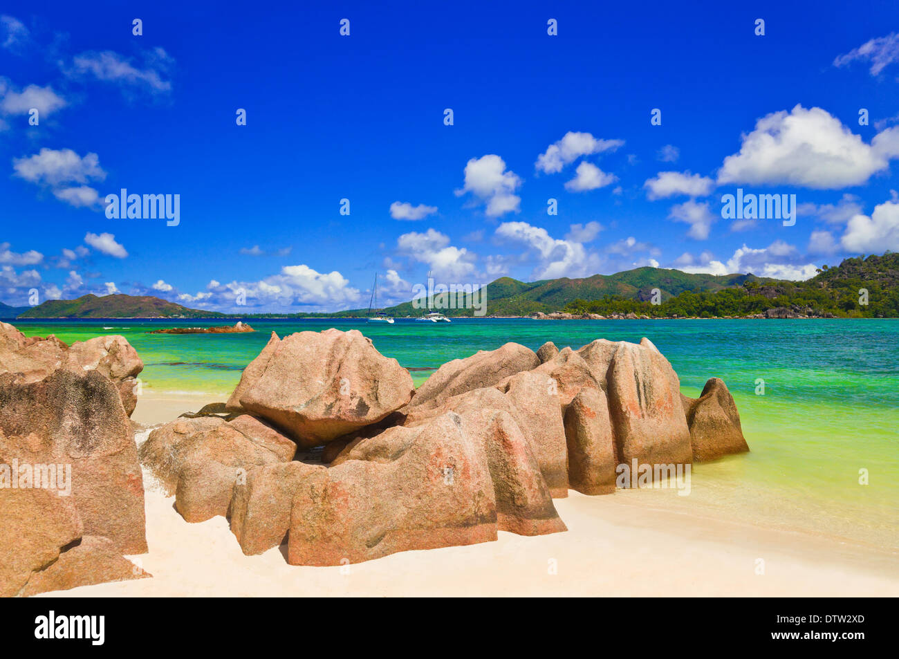 Tropical island Curieuse at Seychelles Stock Photo - Alamy