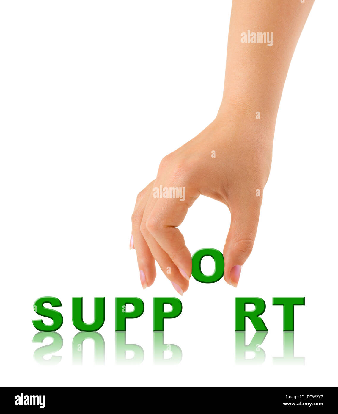 Hand and word Support Stock Photo - Alamy