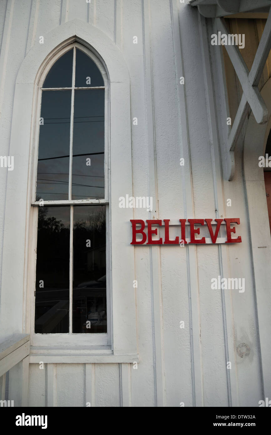Believe sign on the old original St. Bartholomew Episcopal Church in ...