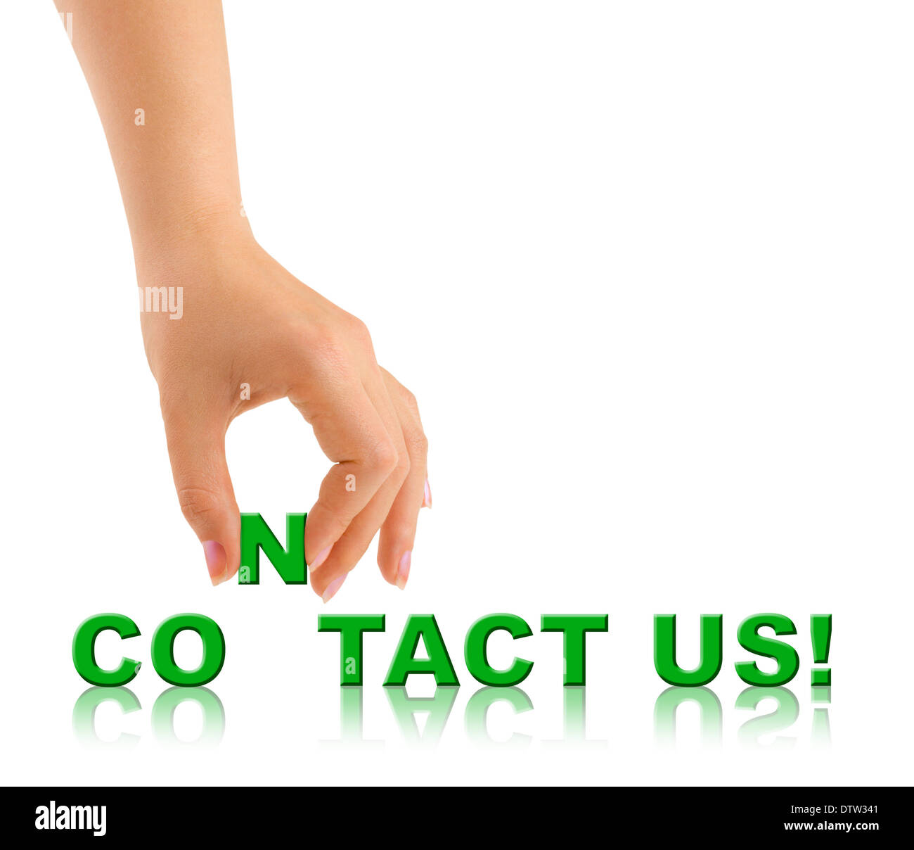 Hand and words Contact Us Stock Photo - Alamy