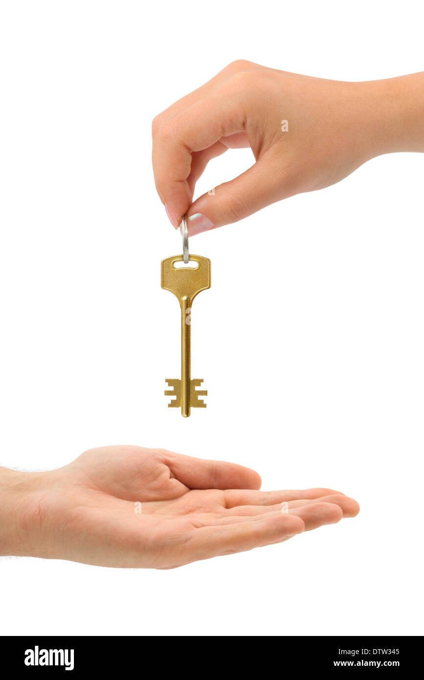 Hands and key Stock Photo - Alamy