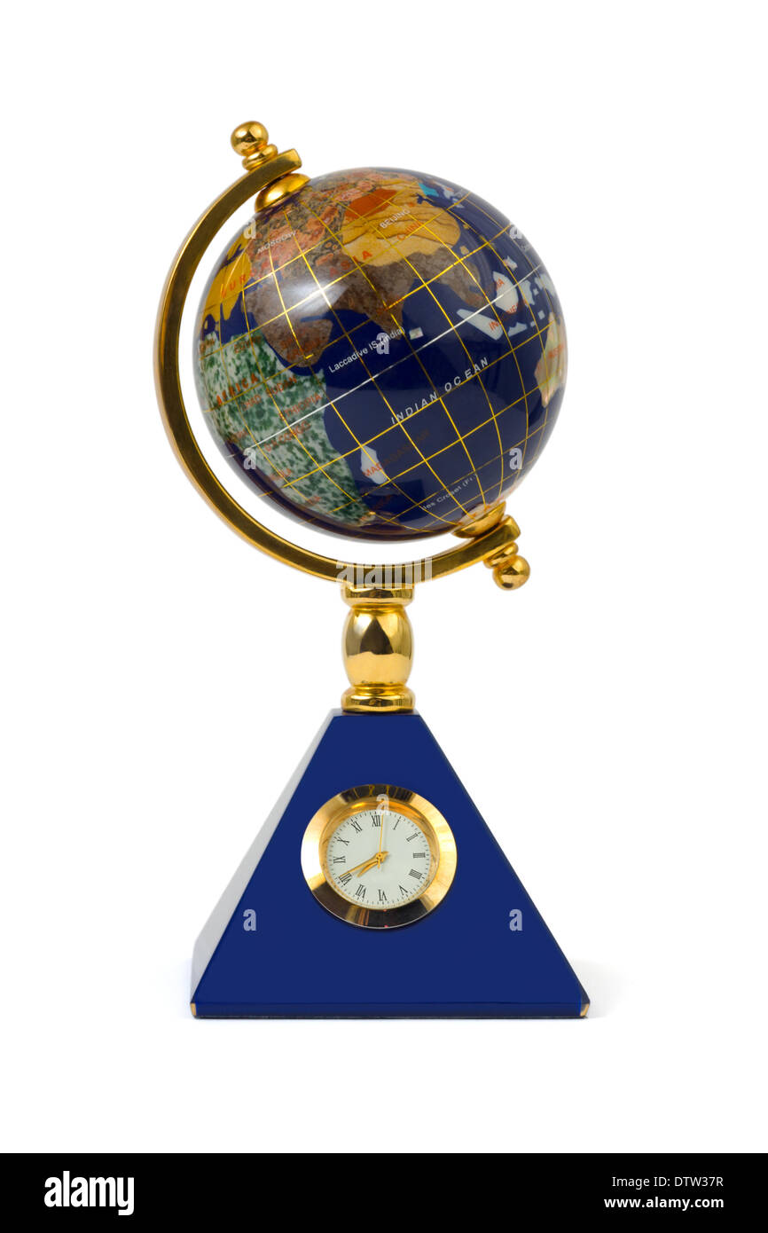 Globe with clock Stock Photo - Alamy