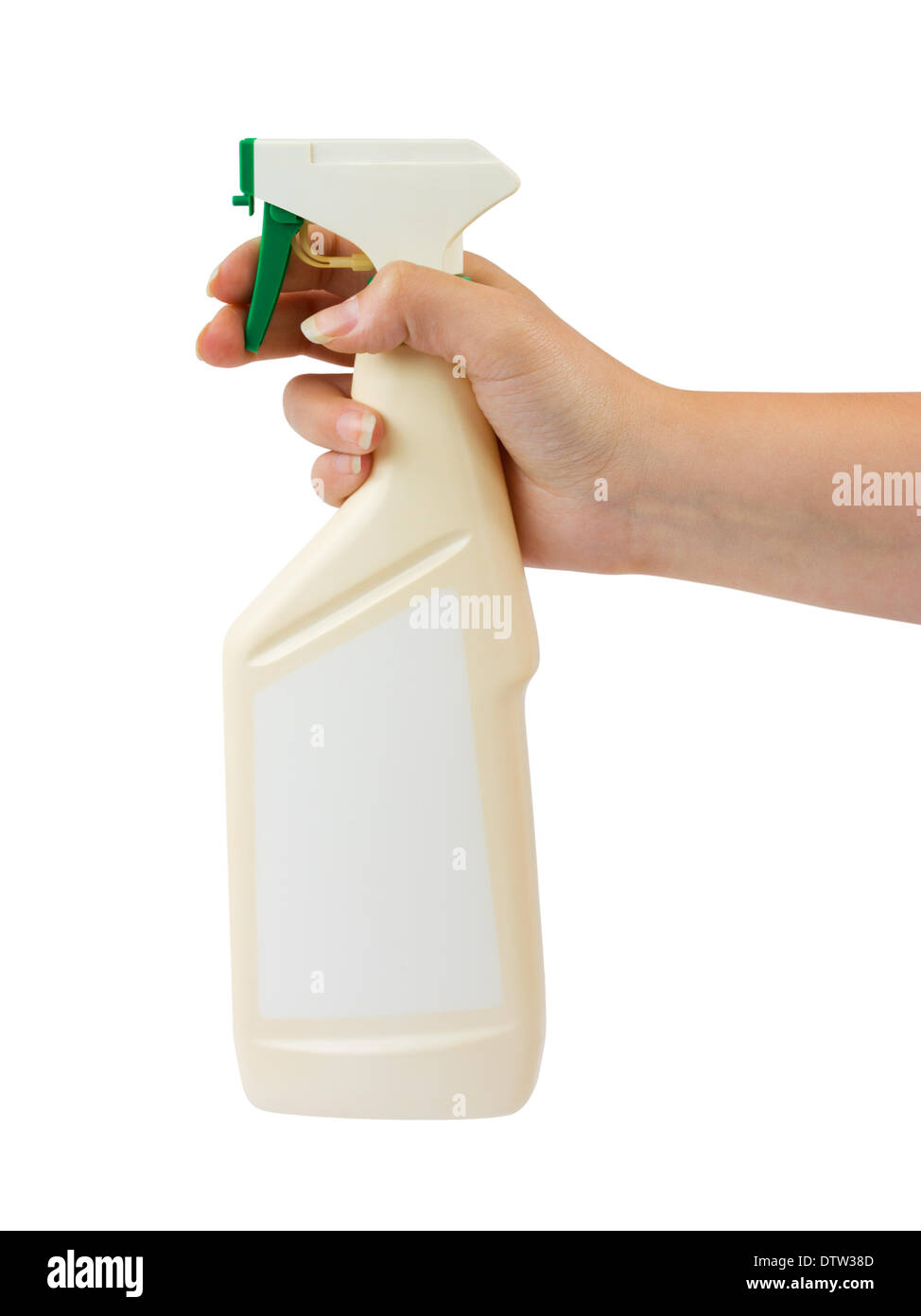 Spray bottle in hand Stock Photo - Alamy