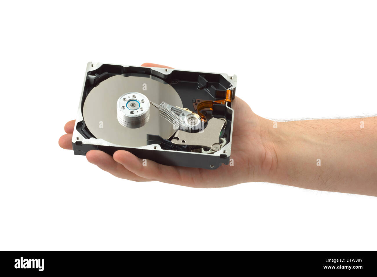 Hand and computer hard drive Stock Photo - Alamy