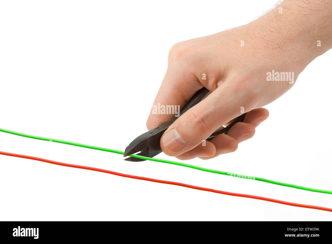 Hand, pliers and cable Stock Photo - Alamy