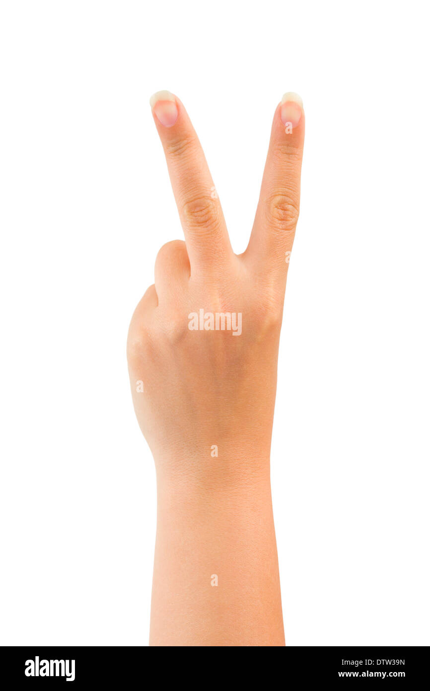 Hand - victory sign Stock Photo - Alamy