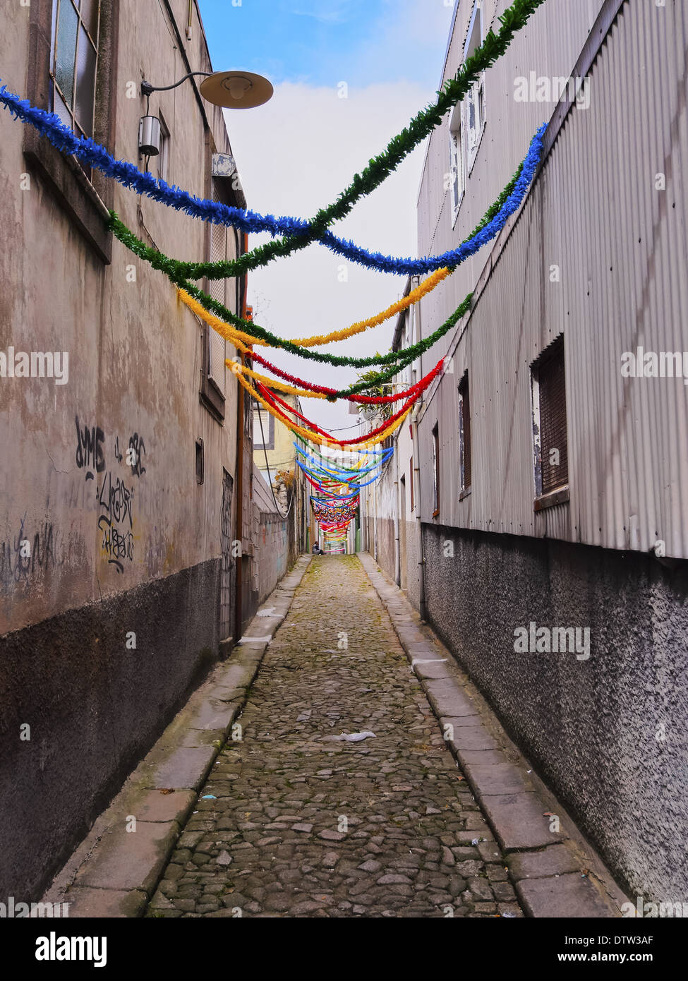 Colorful Decoration on the street of Porto, Portugal Stock Photo - Alamy