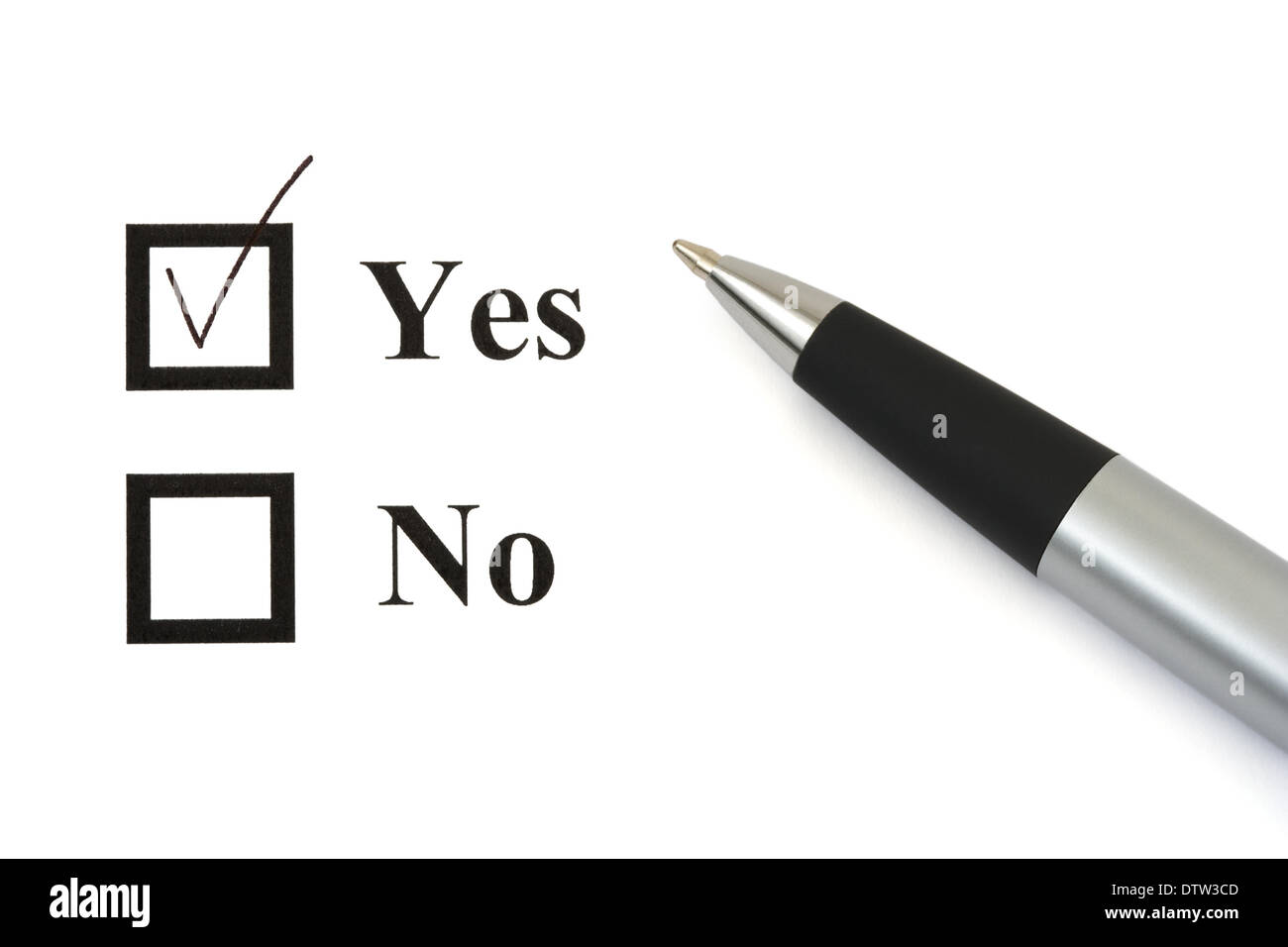 Pen and check boxes Stock Photo - Alamy