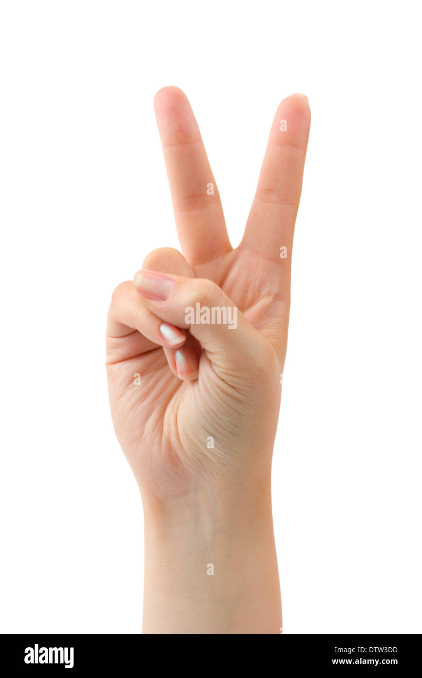Hand - victory sign Stock Photo - Alamy