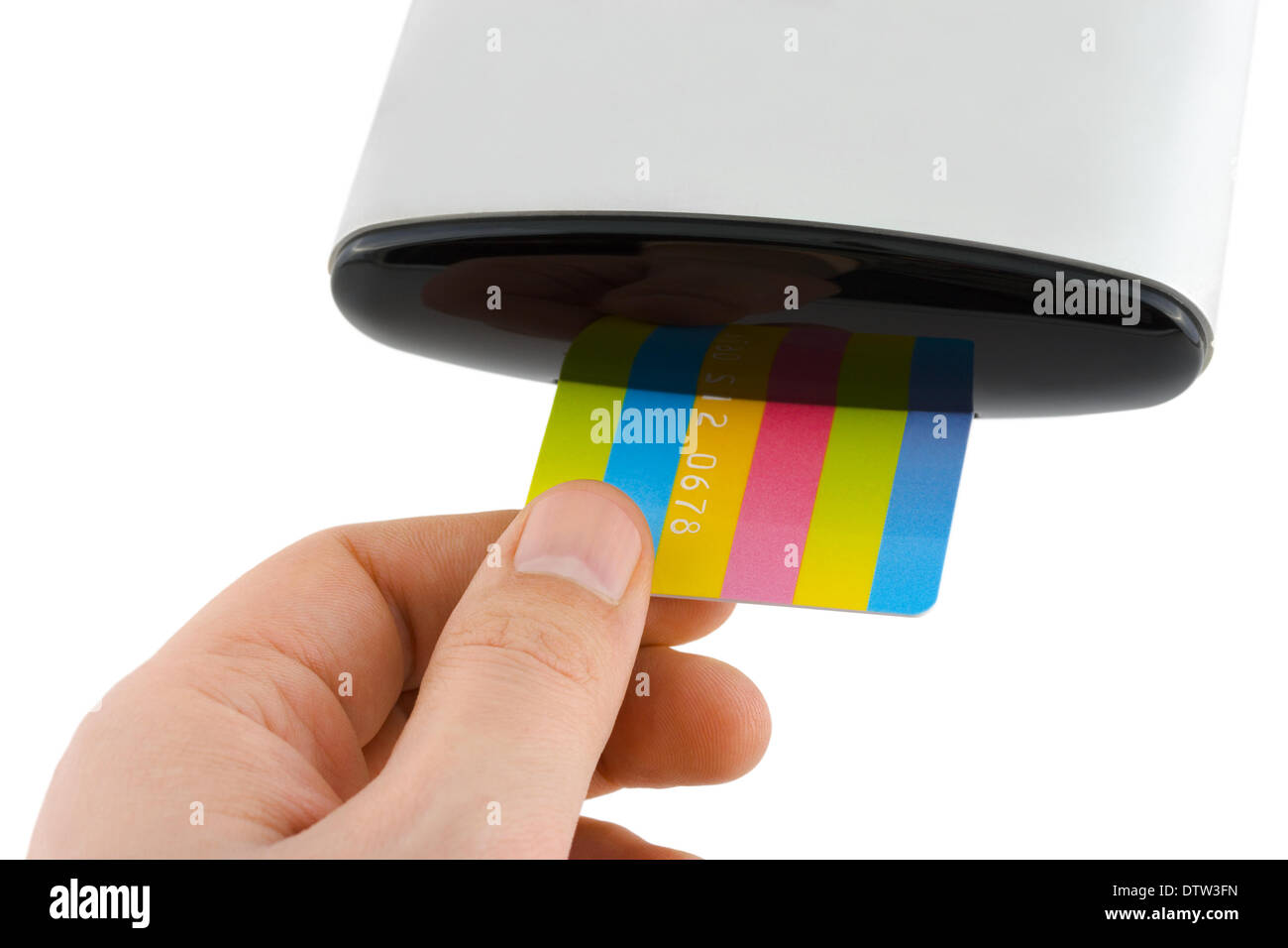 Hand inserting card to reader Stock Photo - Alamy
