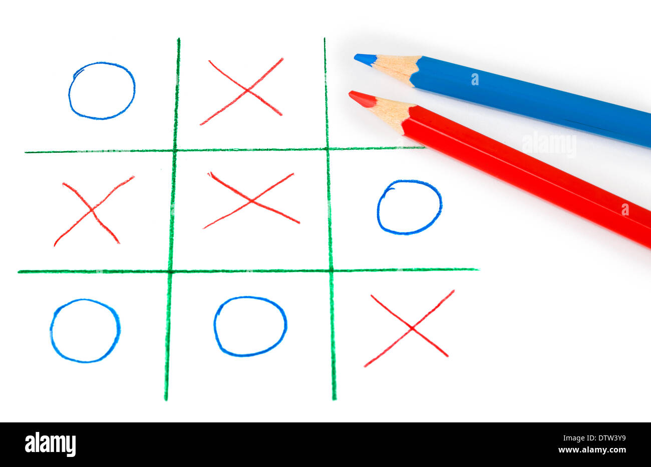 Noughts and crosses game Stock Photo - Alamy