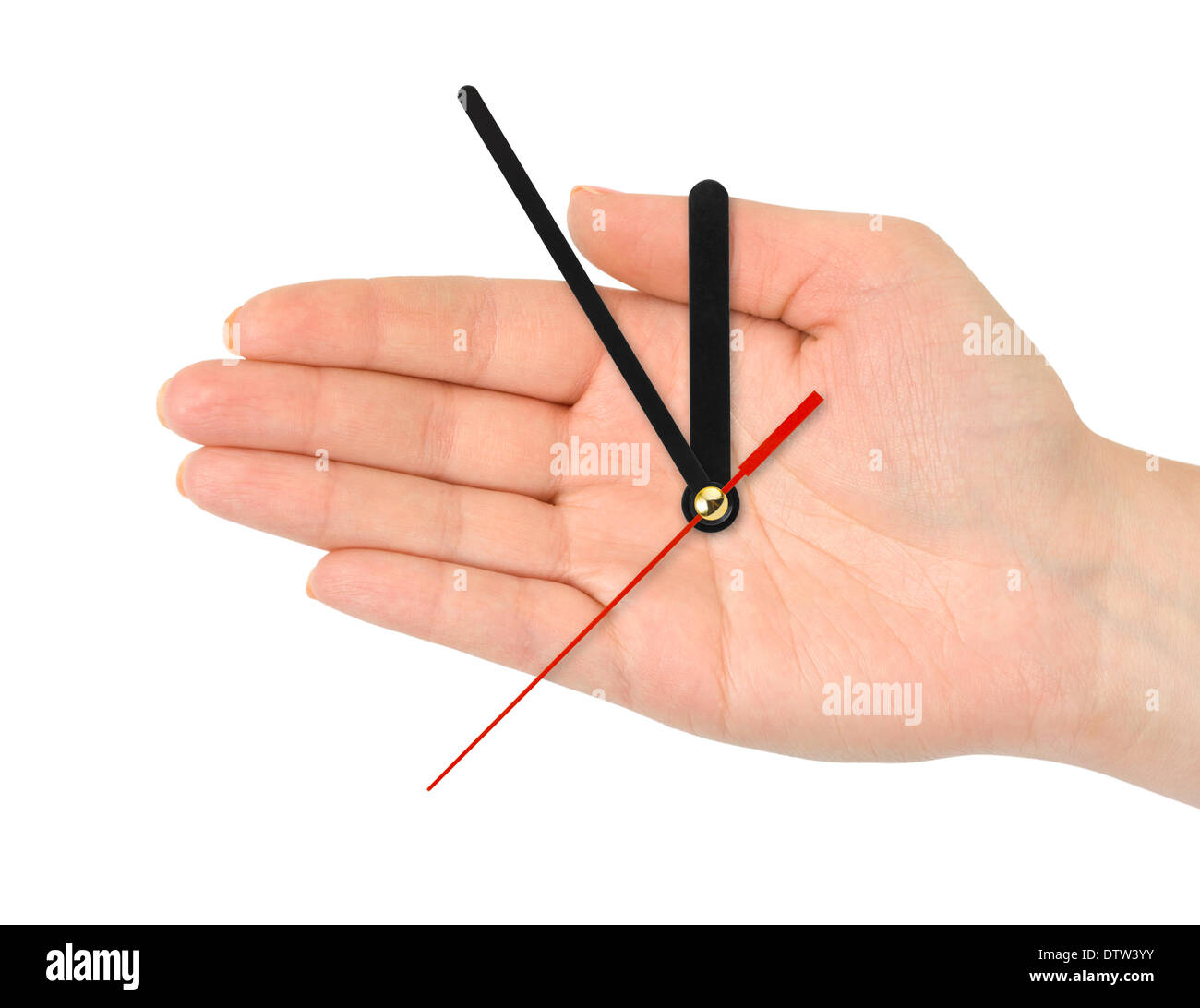 Hand with clock-hands Stock Photo - Alamy