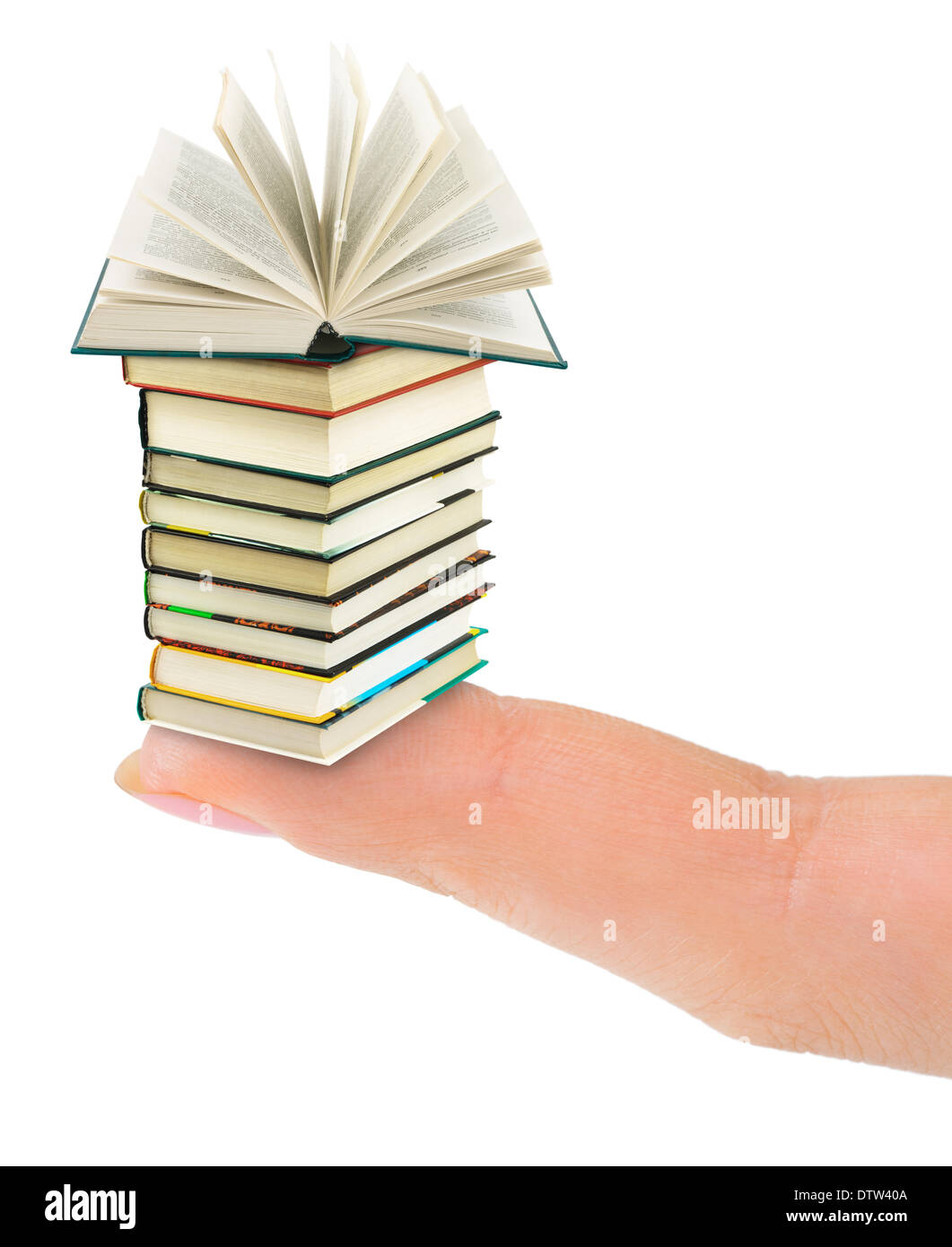 Finger and books Stock Photo - Alamy