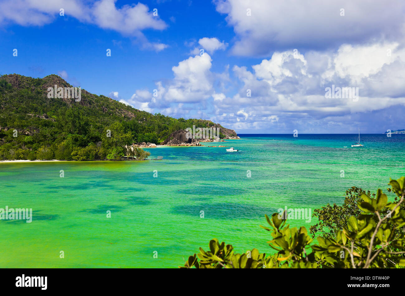 Tropical island Curieuse at Seychelles Stock Photo - Alamy