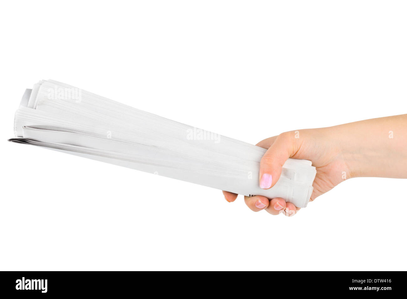 Hand giving newspapers Stock Photo - Alamy