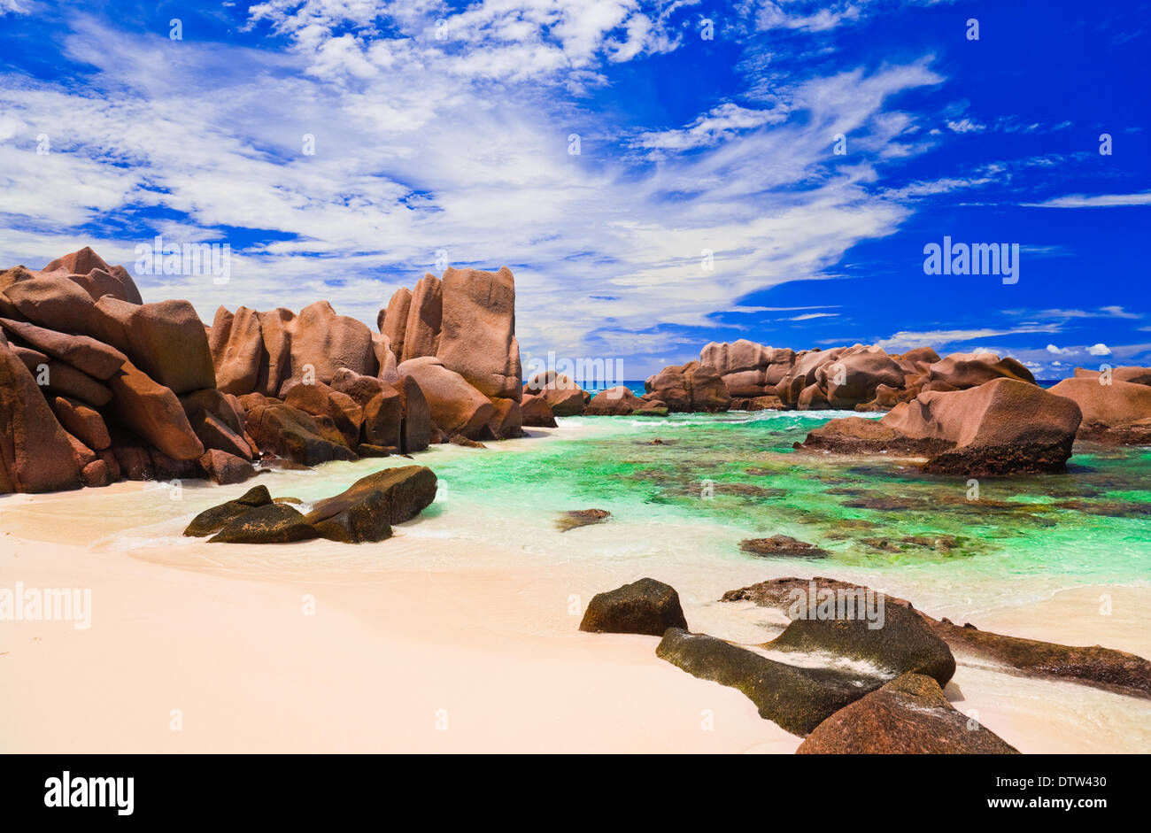Tropical beach at Seychelles Stock Photo - Alamy