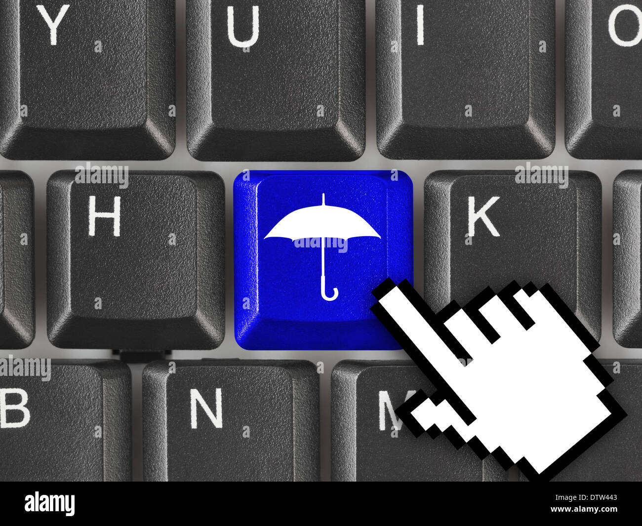 Computer keyboard with umbrella key Stock Photo - Alamy