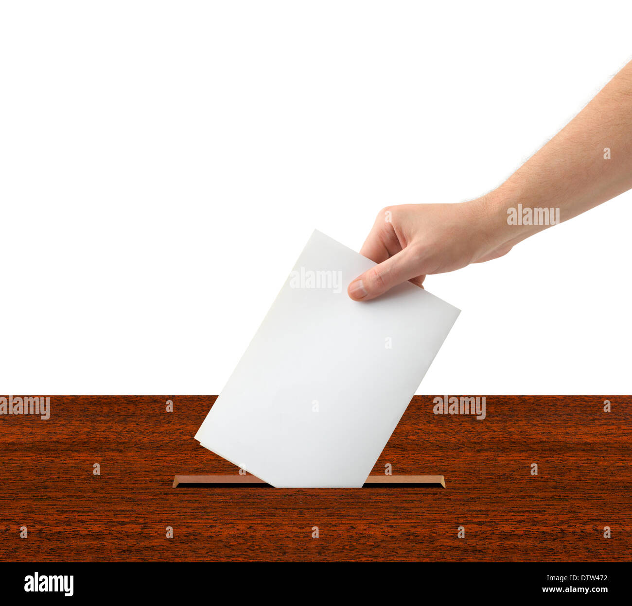 Hand with ballot and box Stock Photo - Alamy