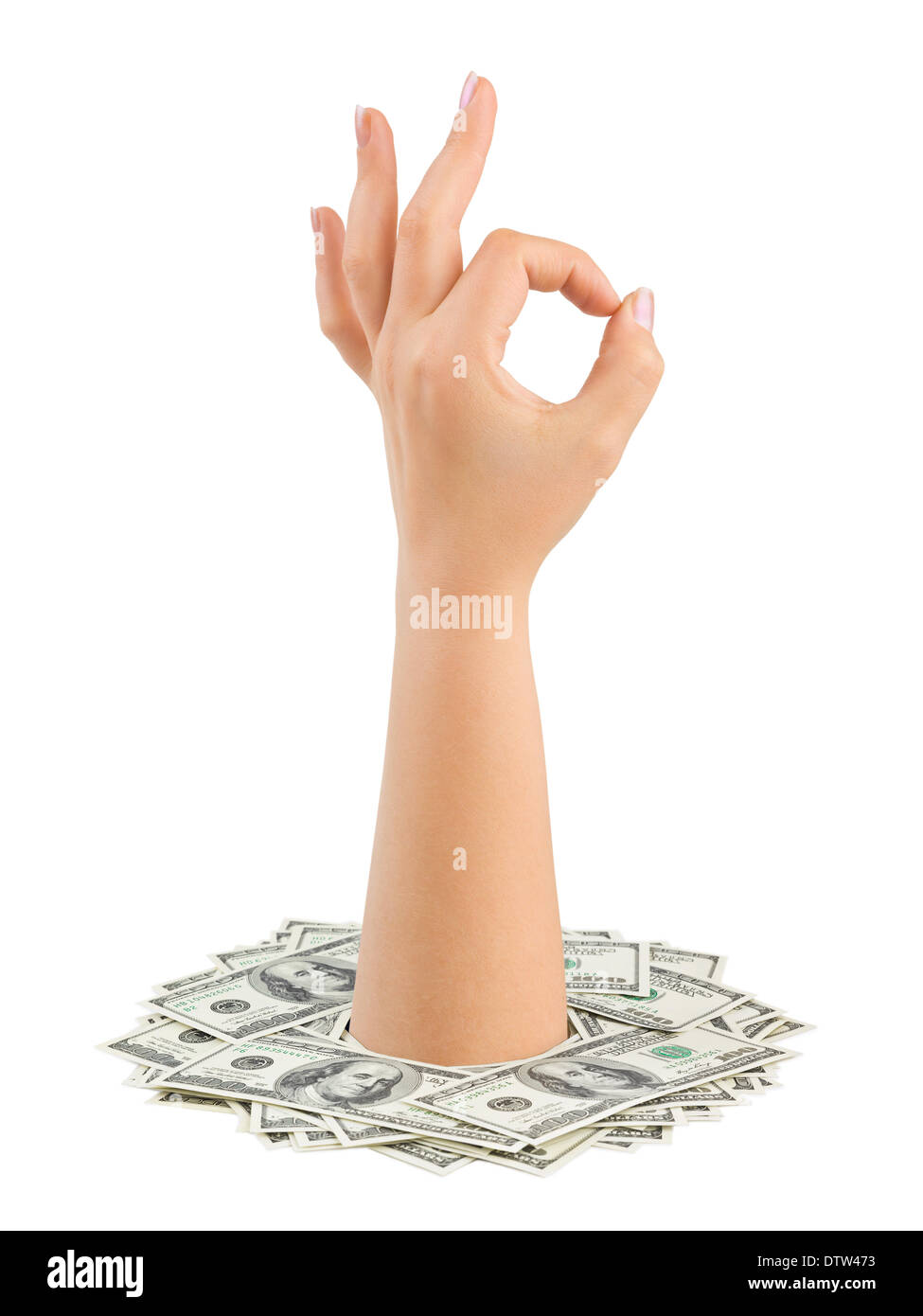 Money and hand ok Stock Photo - Alamy