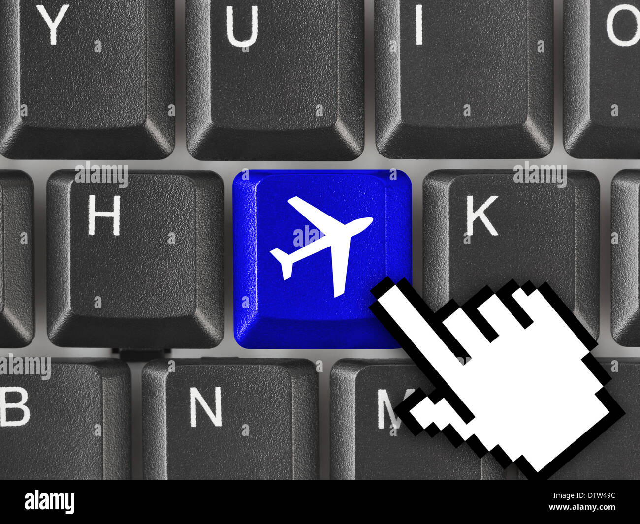 Computer keyboard with Plane key Stock Photo - Alamy