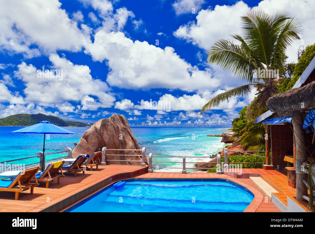 Pool at tropical beach Stock Photo - Alamy