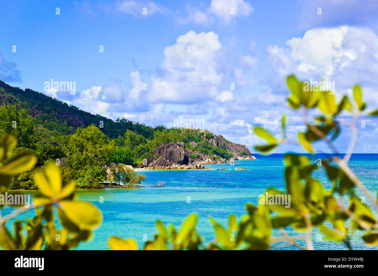 Tropical island Curieuse at Seychelles Stock Photo - Alamy