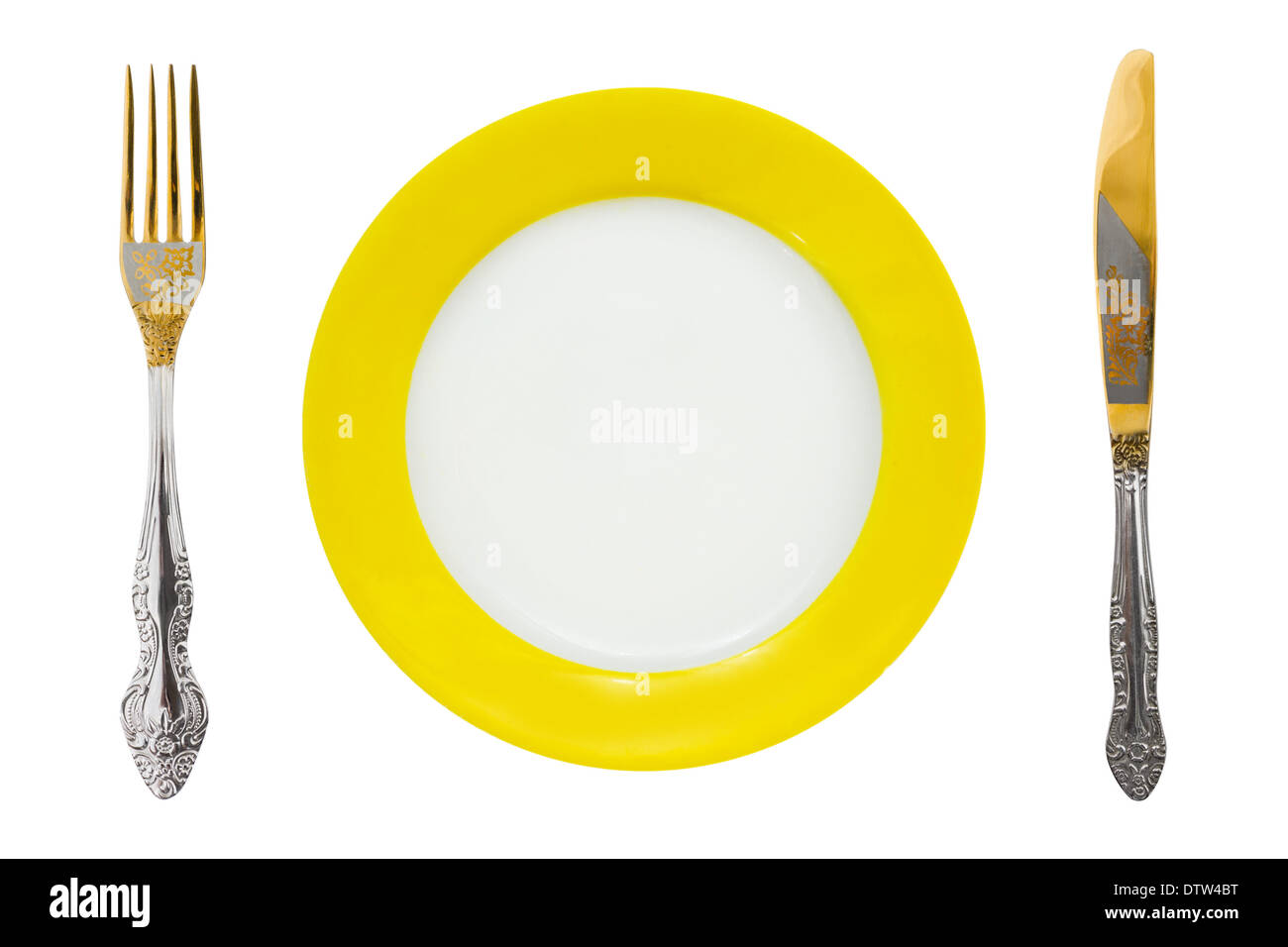 Plate, fork, and knife Stock Photo - Alamy