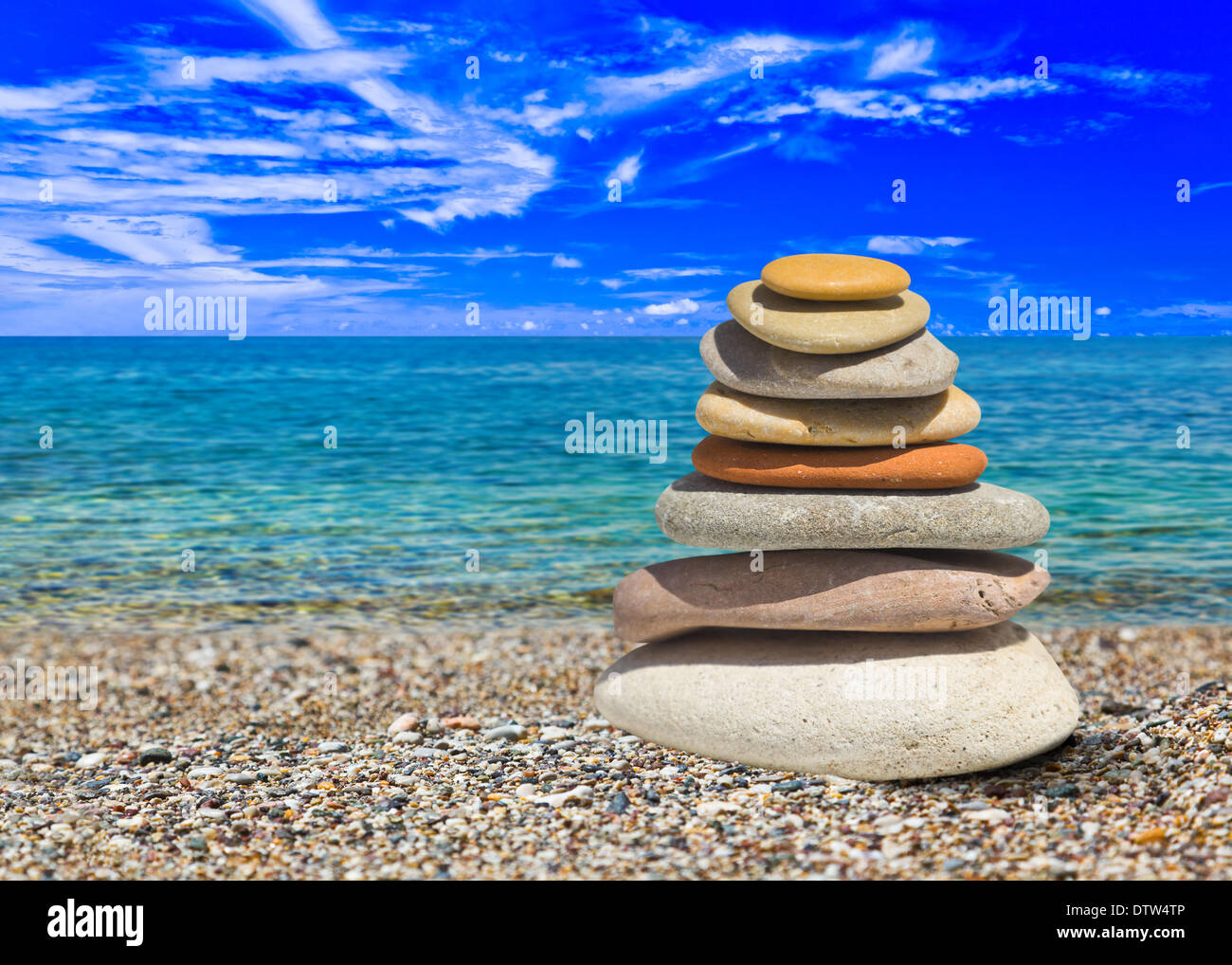 Stack of stones on beach Stock Photo - Alamy