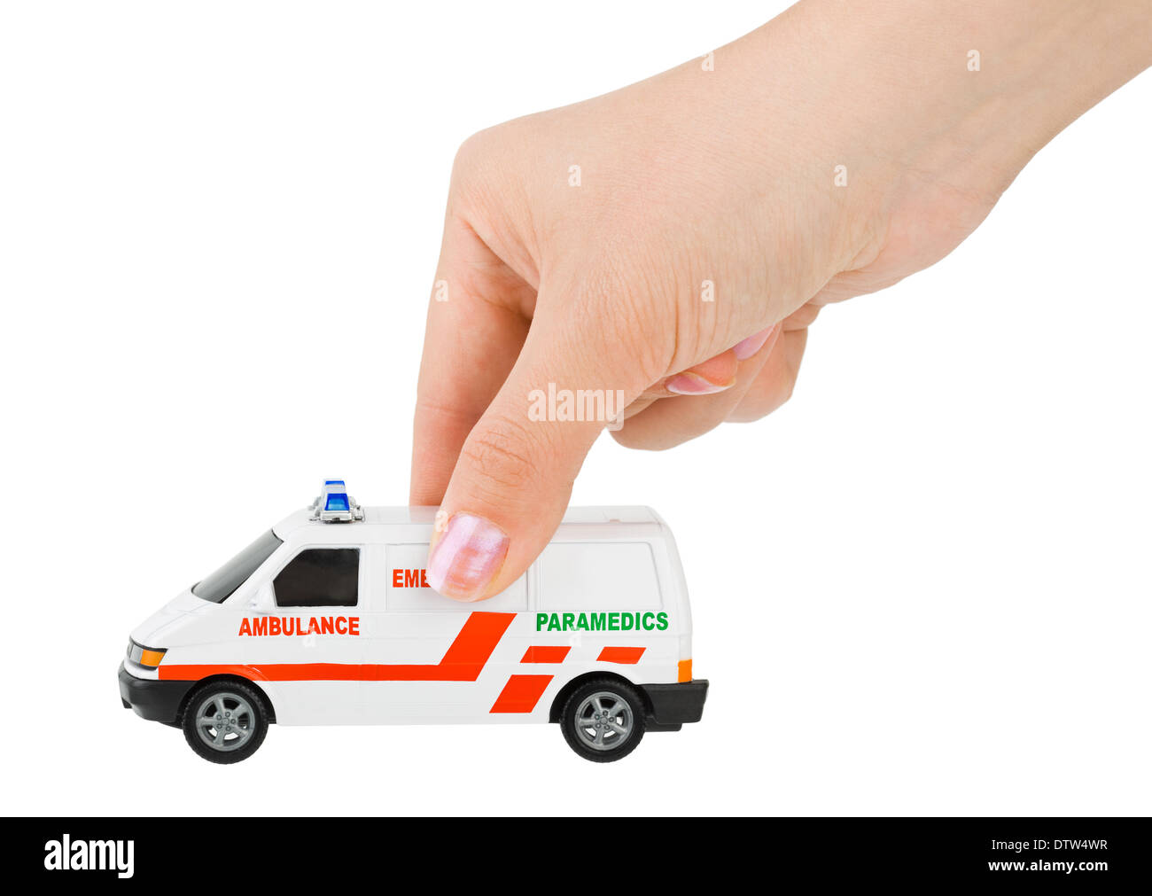 Hand with toy ambulance car Stock Photo - Alamy