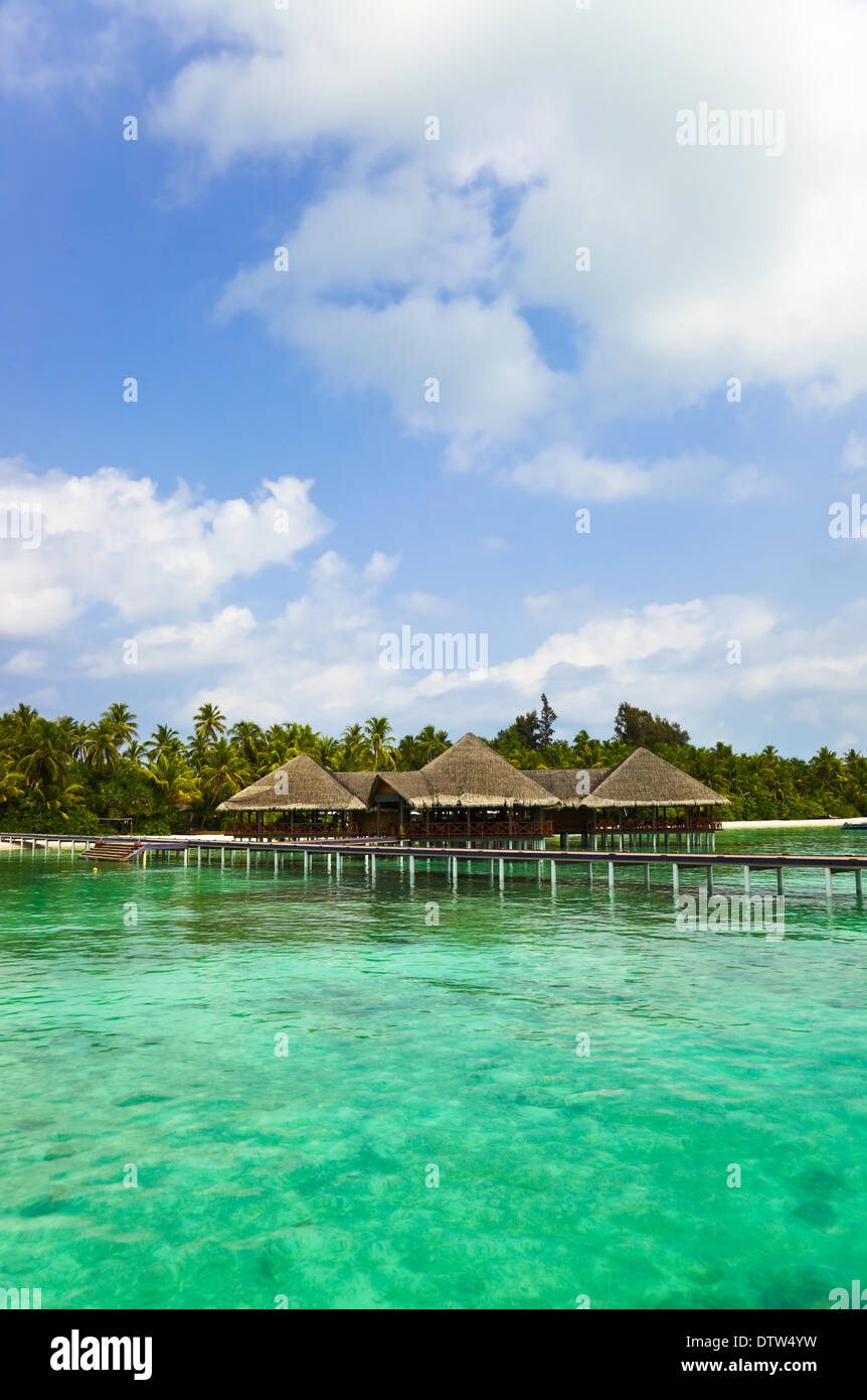 Water cafe on a tropical beach at Maldives Stock Photo - Alamy