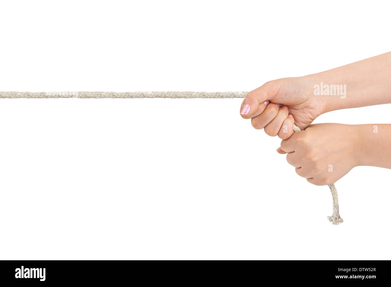 Human hand pulling rope hi-res stock photography and images - Alamy