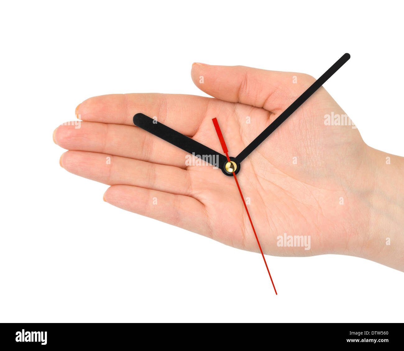 Hand with clock-hands Stock Photo - Alamy