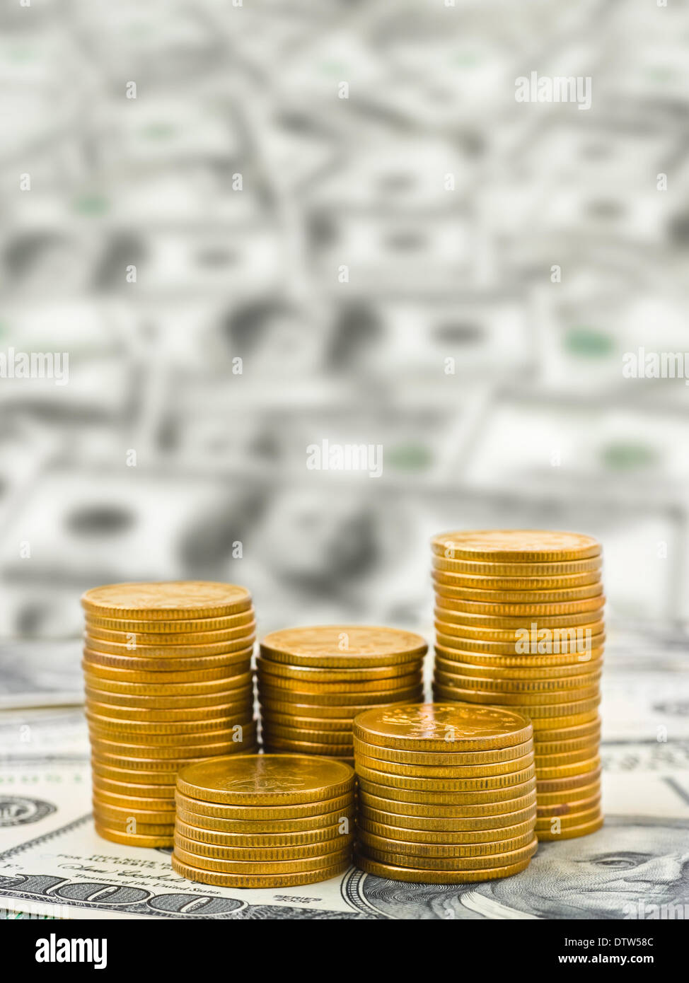 Dollar sign on stack coins hi-res stock photography and images - Alamy