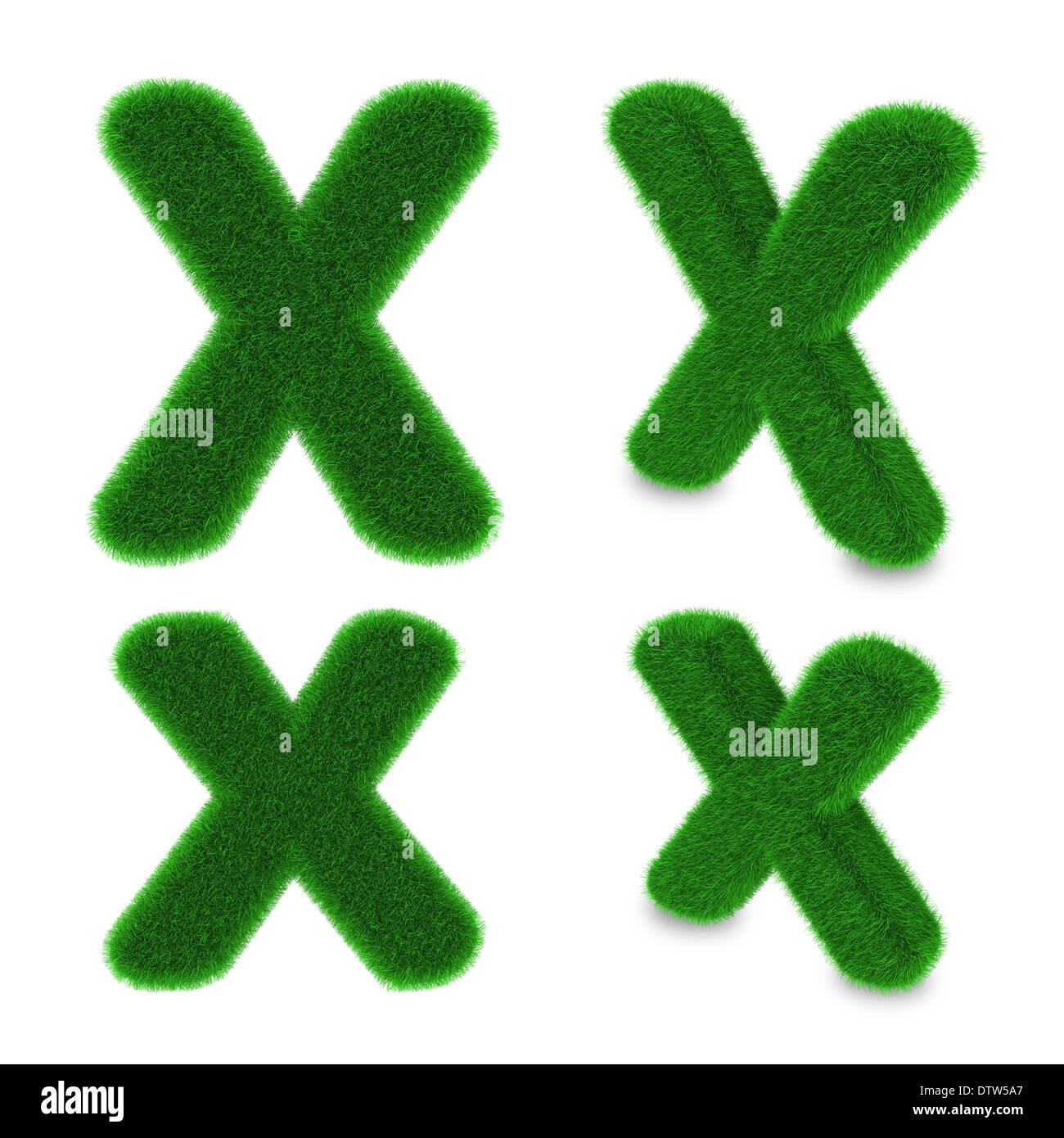 Letter X covered by green grass isolated on white background Stock ...