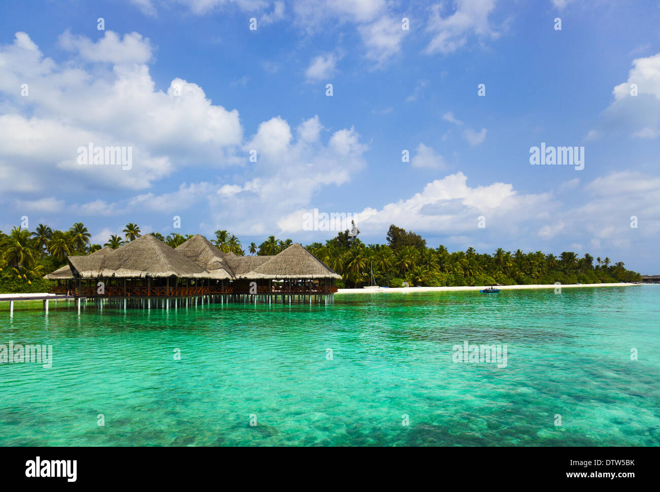 Water cafe on a tropical beach at Maldives Stock Photo - Alamy