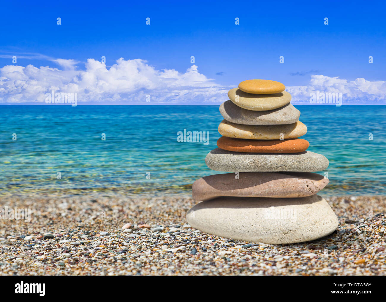 Stack of stones on beach Stock Photo - Alamy
