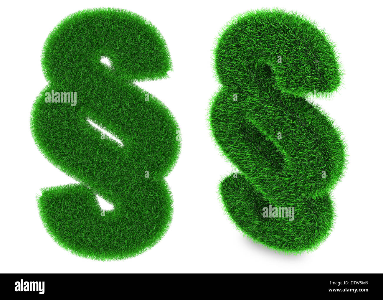 Paragraph symbol covered by green grass isolated on white background ...