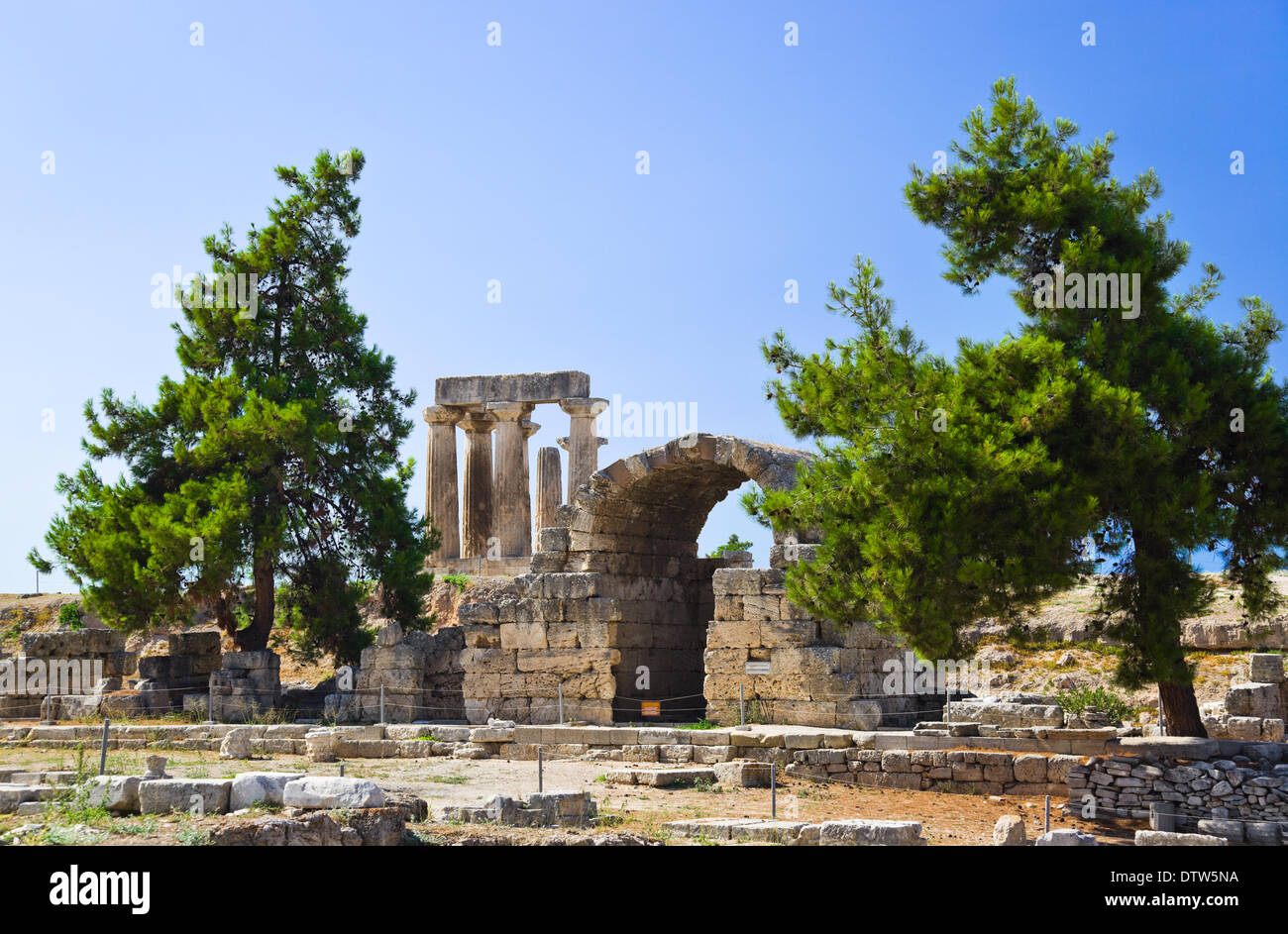 Ruins of temple in Corinth, Greece Stock Photo - Alamy