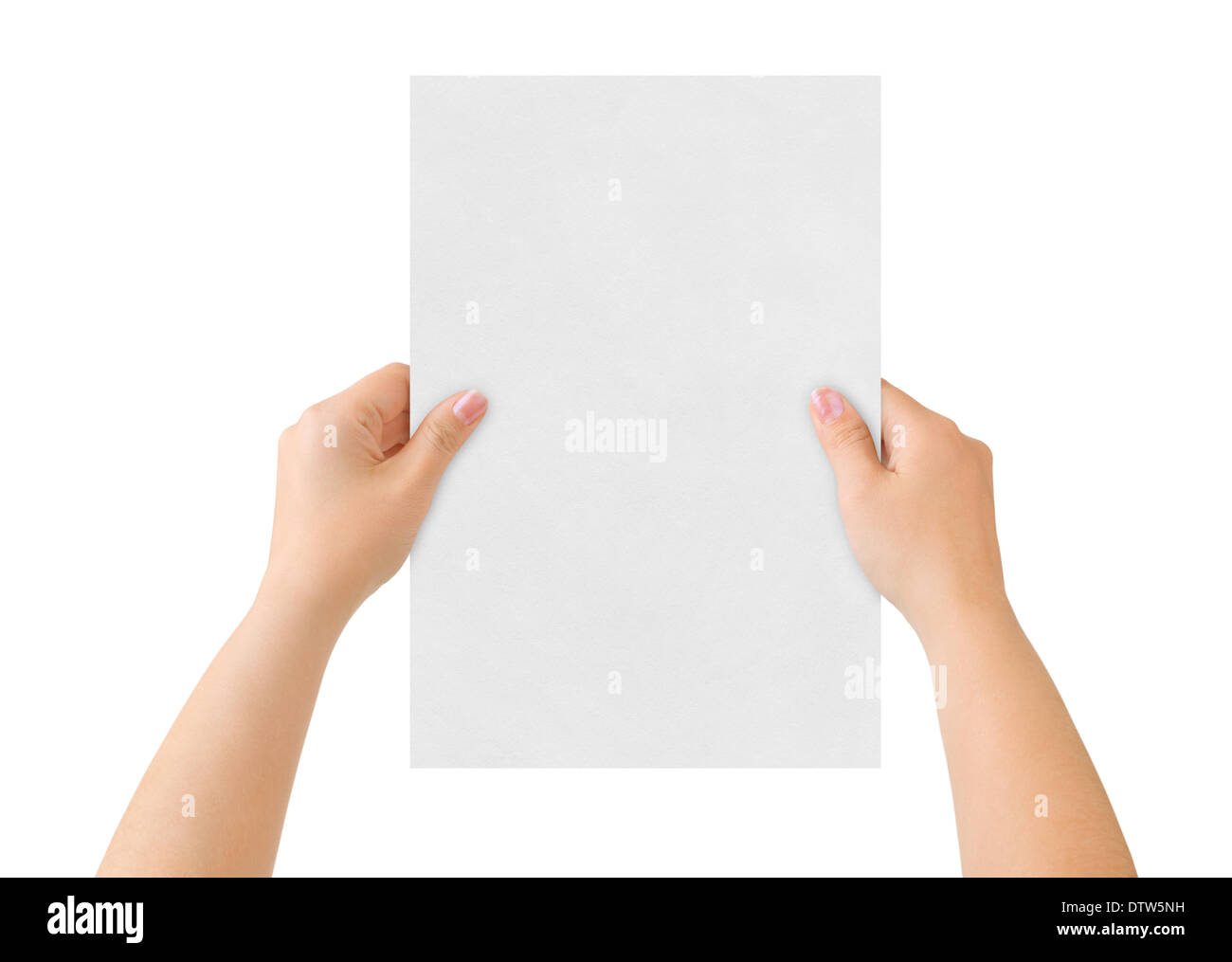 Human hands holding blank paper Cut Out Stock Images & Pictures - Alamy