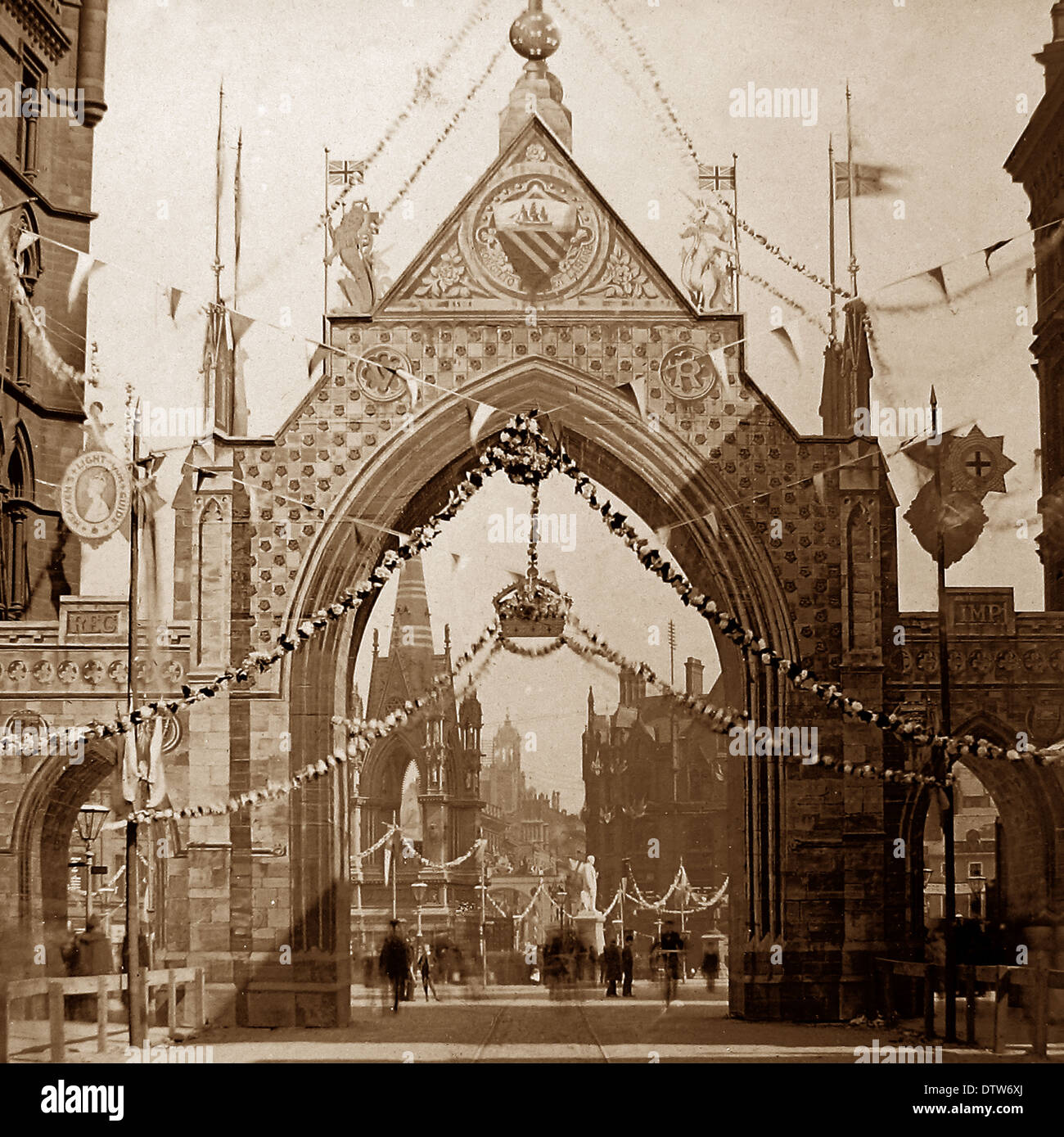 Manchester - decorated for a visit by Queen Victoria on 21st May 1894 ...
