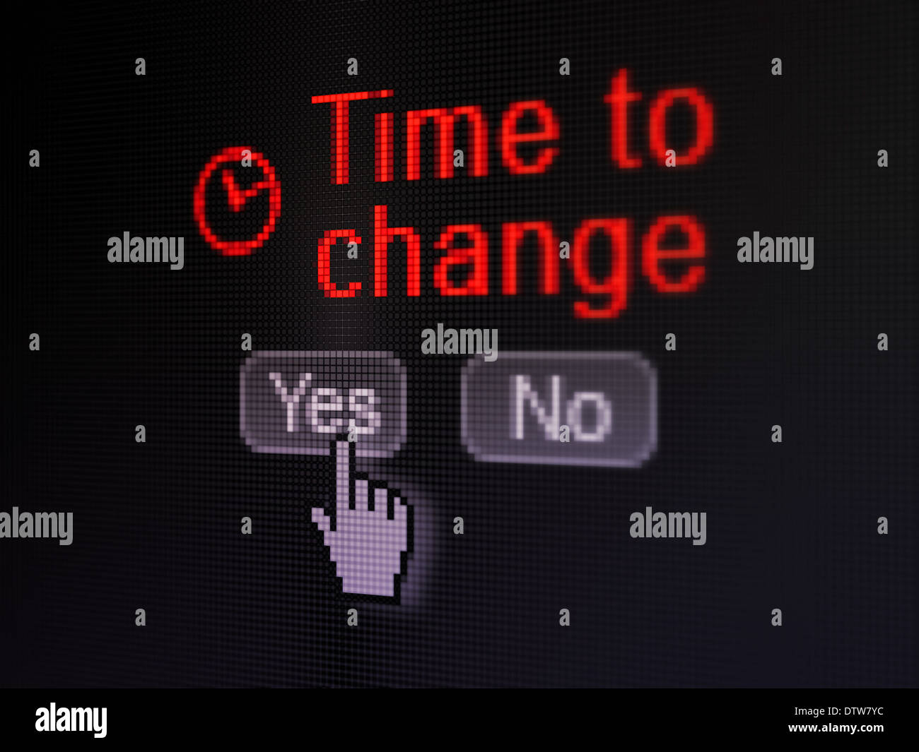 Timeline concept: Clock icon and Time to Change on digital computer ...