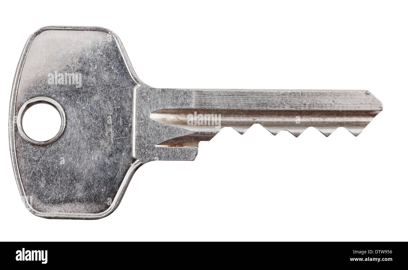 one steel door key for wafer tumbler lock isolated on white background ...